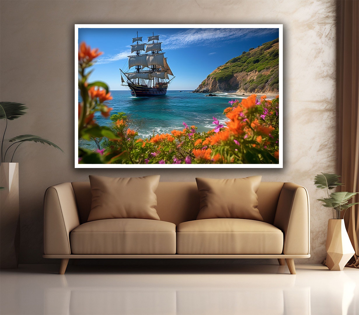 Ship landscape canvas,ship decor,sea landscape art,ship wall - Inspire ...