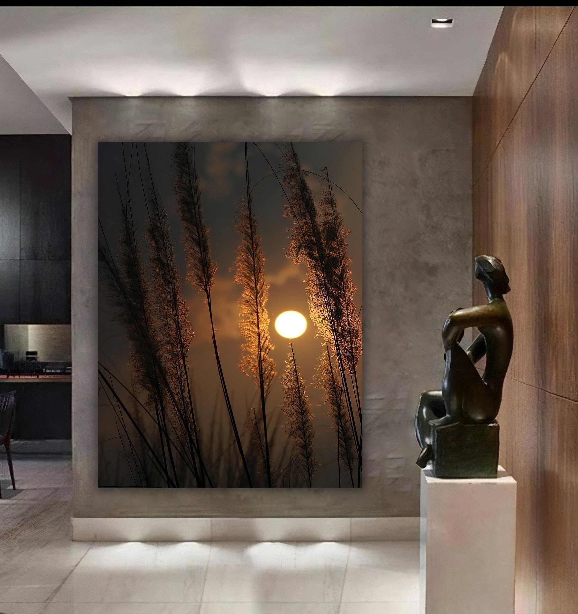 Wheat field and sunset canvas, evening sun art, wheat canvas | Inspire ...