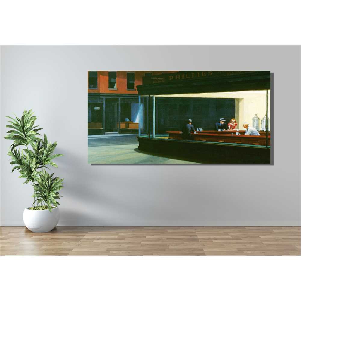 Edward Hopper Nighthawks 1942 Poster Print Wall Art,Modern | Inspire Uplift