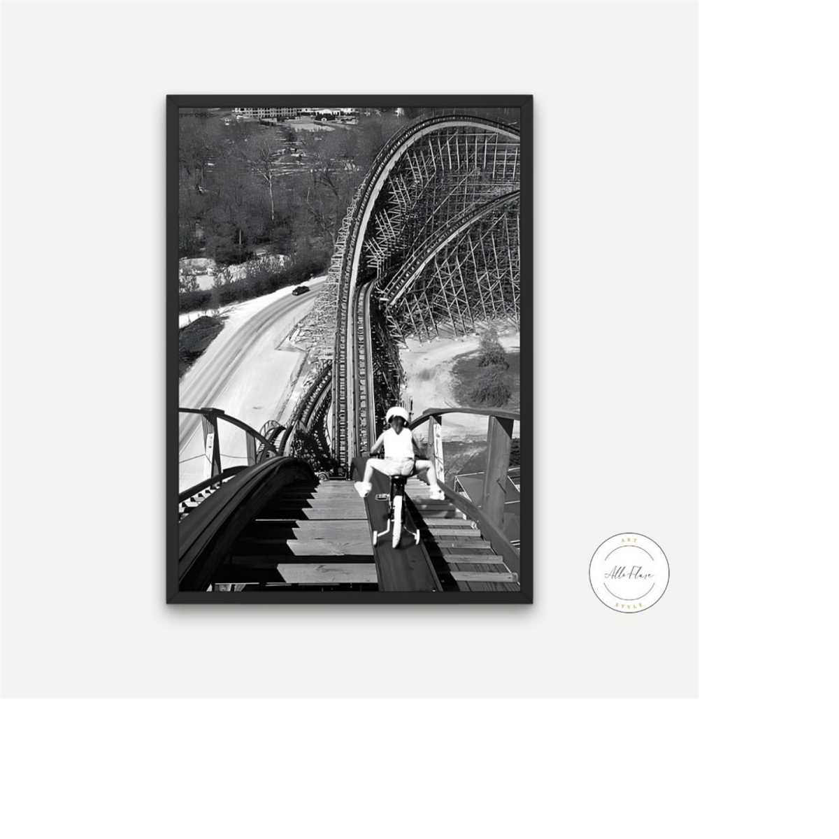 Girl on Roller Coaster Vintage Poster DIGITAL ART | Inspire Uplift