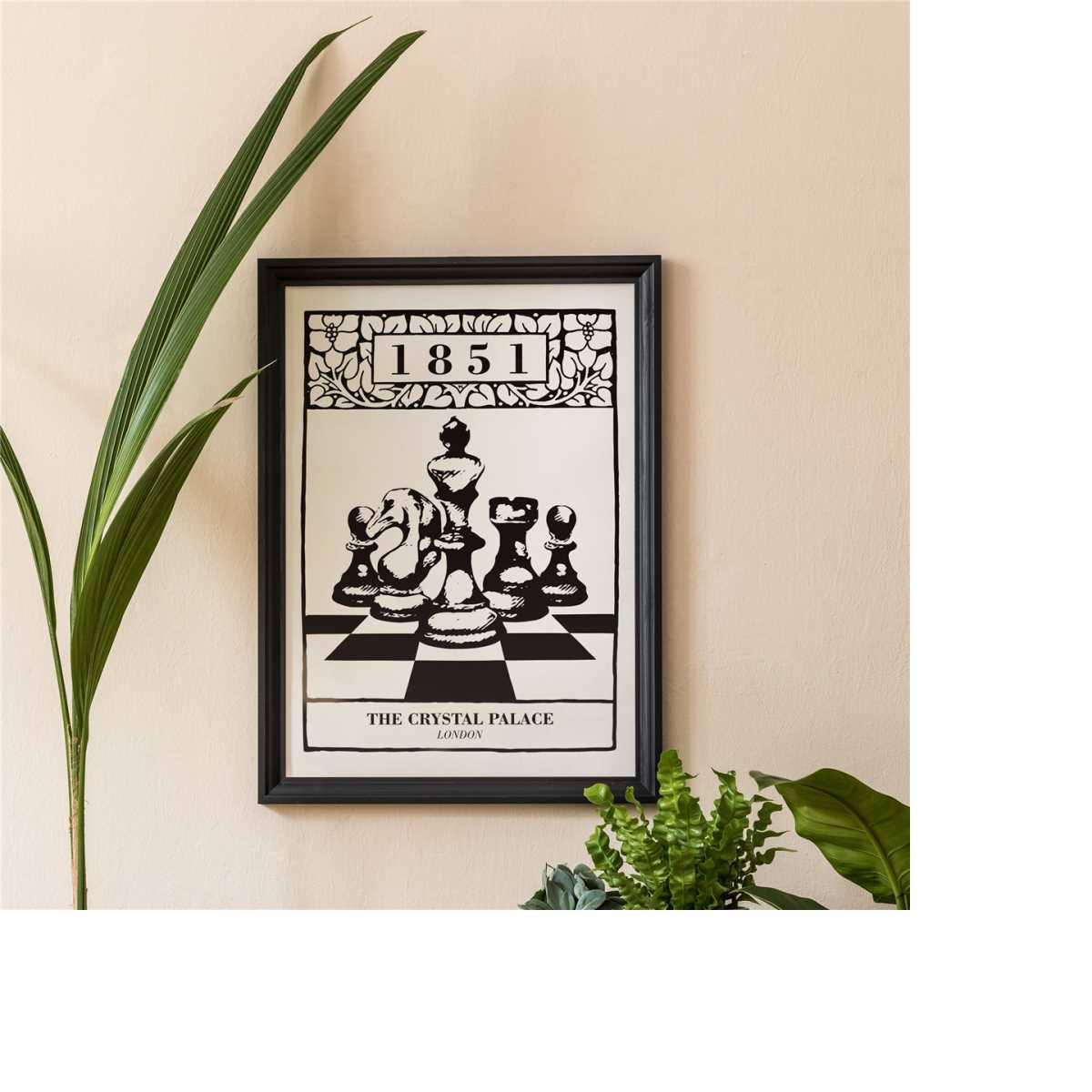 VINTAGE CHESS POSTER - 1985 Black and White | Inspire Uplift