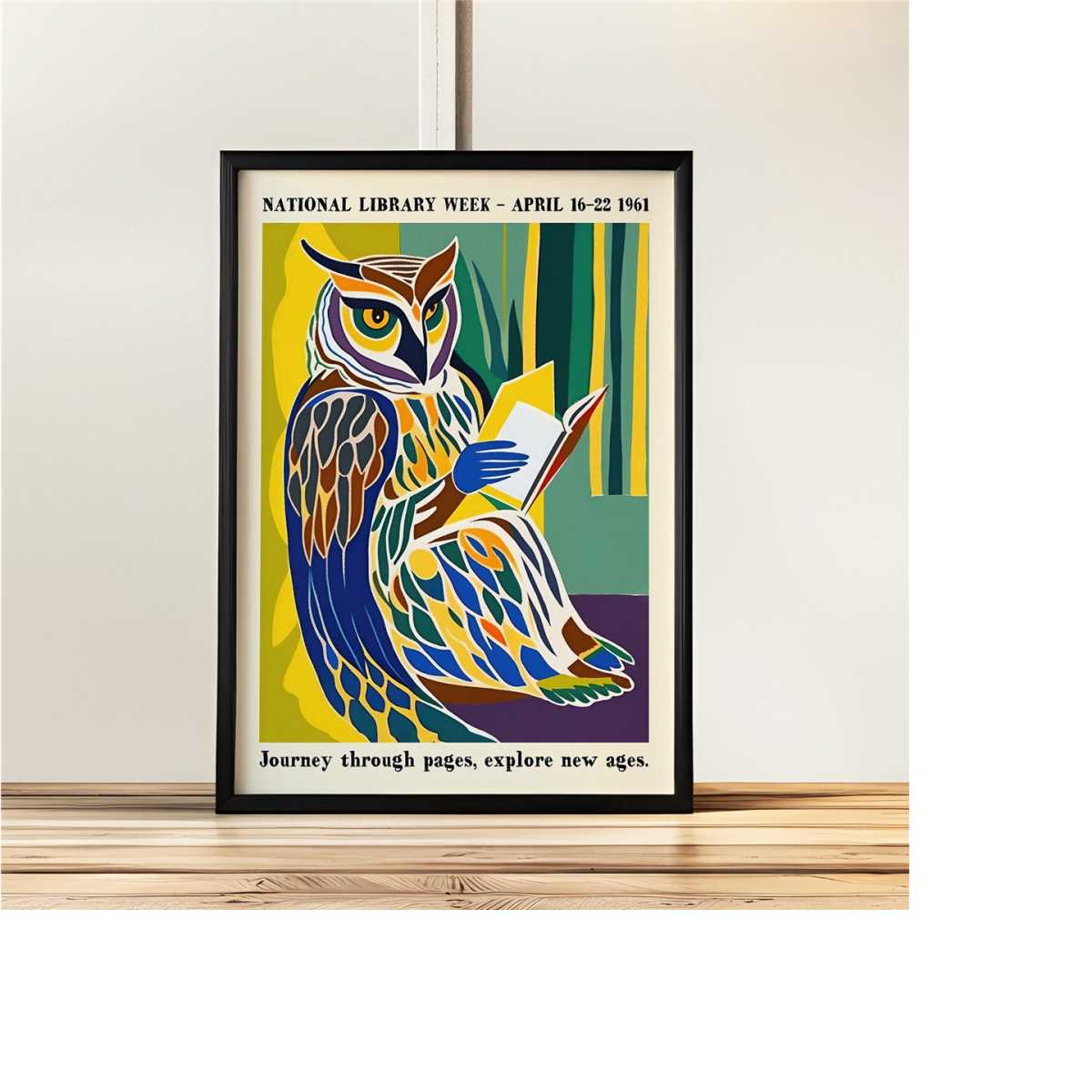 NATIONAL LIBRARY WEEK Poster - Owl Giclee Linocut - Inspire Uplift