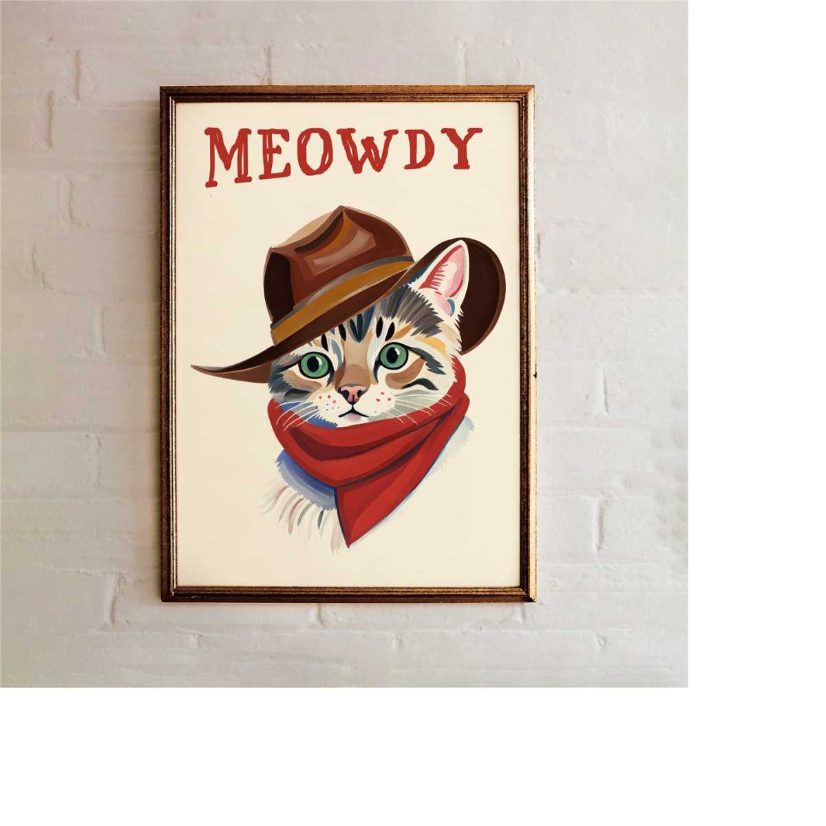 Cute MEOWDY Poster, Howdy Kitten Cat, Cat Mom | Inspire Uplift
