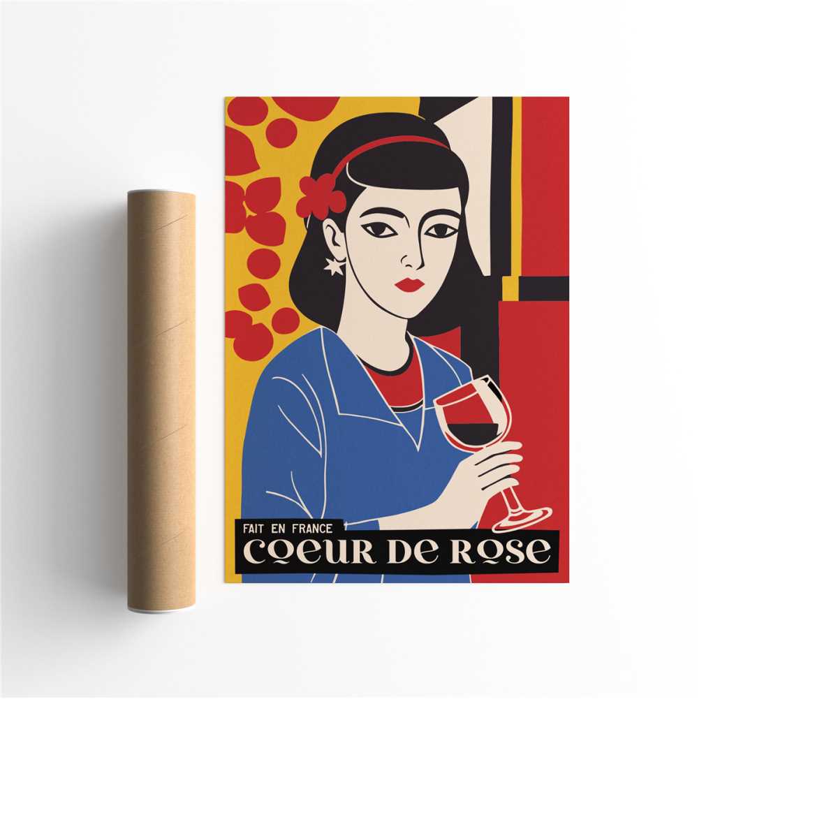 French Vintage Beverage Poster, Rose Wine Print, Classic | Inspire Uplift