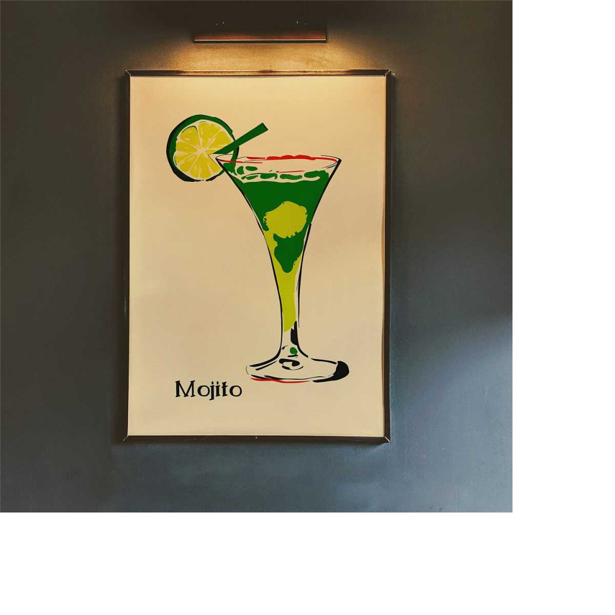 Retro MOJITO Poster - Bar Decor Print, Alcohol - Inspire Uplift