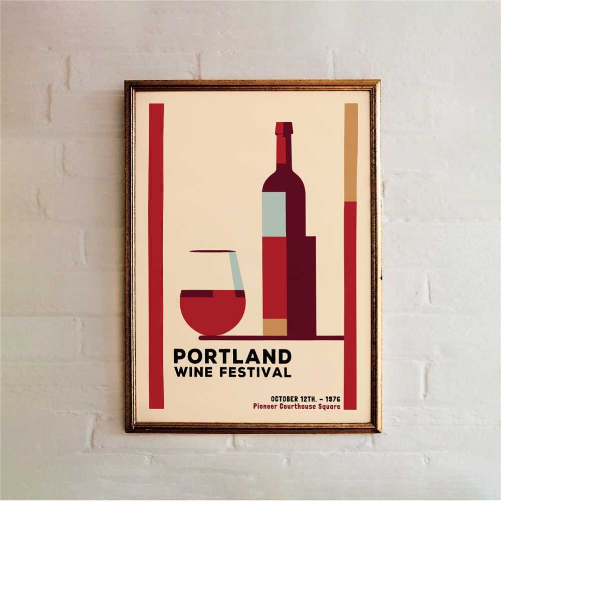 PORTLAND WINE FESTIVAL Poster - 1976 Classic Advertising - Inspire Uplift