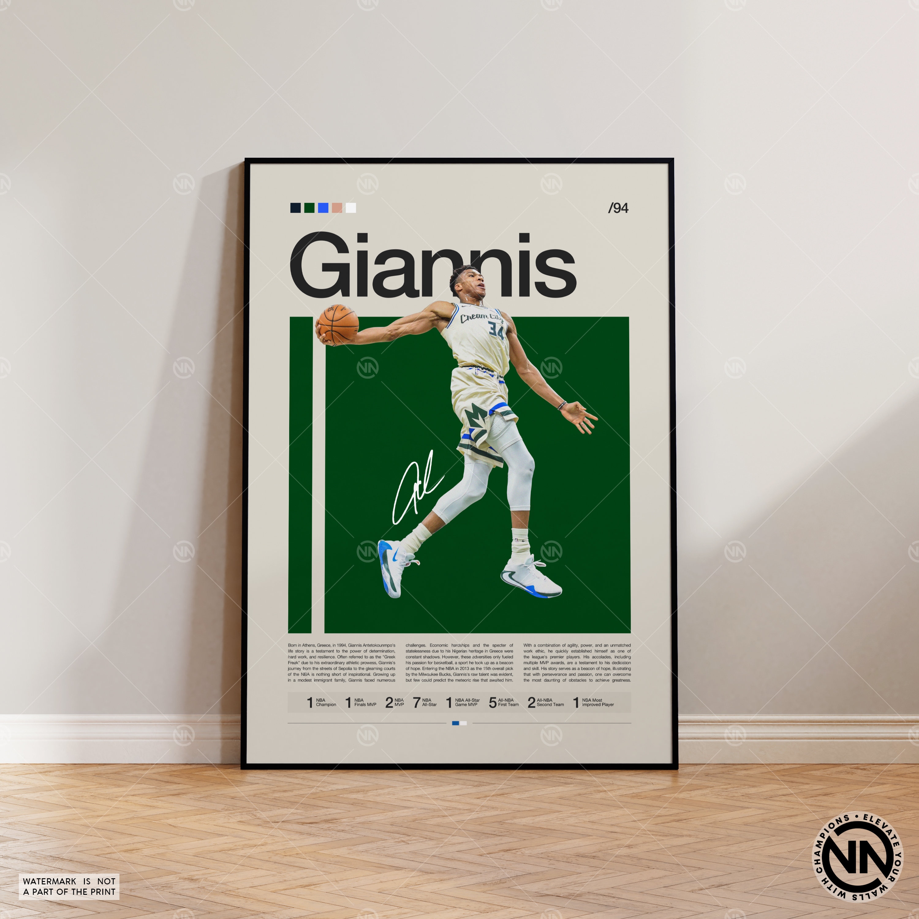 Giannis Antetokounmpo Poster, Milwaukee Bucks Poster, Sports | Inspire ...