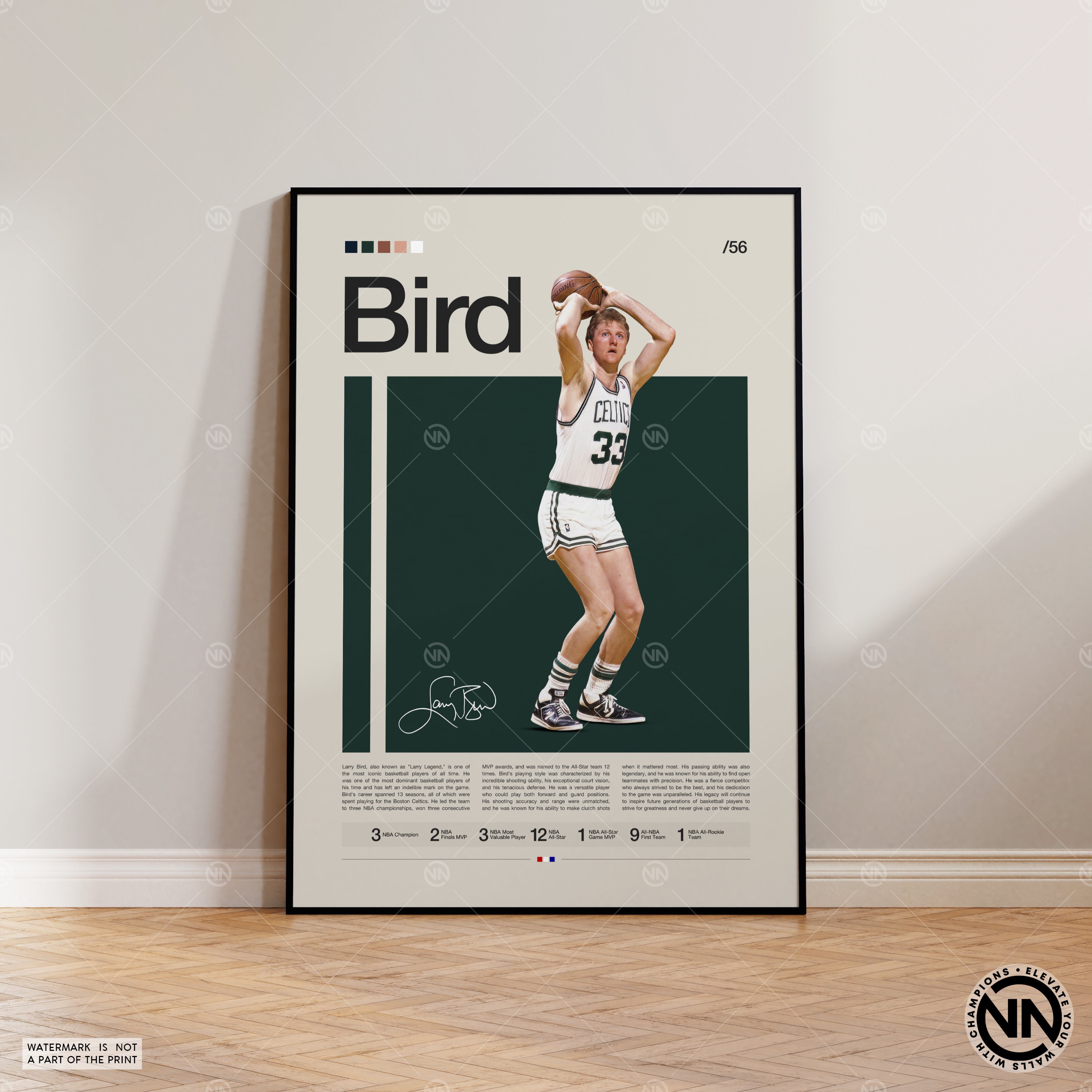 Larry Bird Poster, Boston Celtics Print, NBA Poster, Sports - Inspire ...