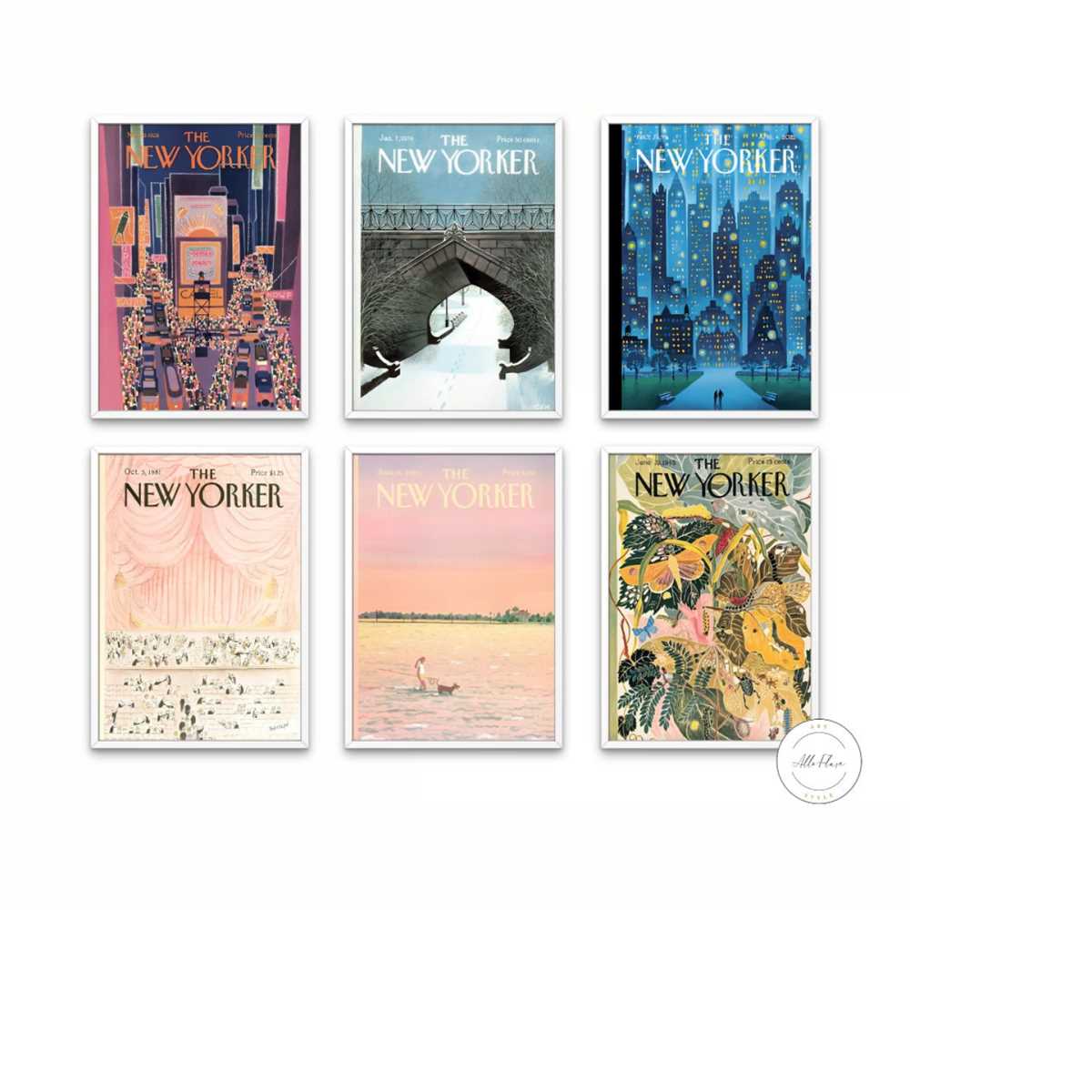 New Yorker Magazine Cover Poster Set Of 6 - Inspire Uplift