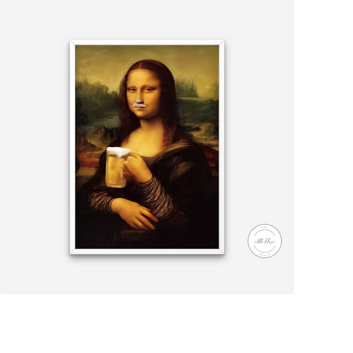 Mona Lisa Drinking Beer Poster DIGITAL PRINT, Mona | Inspire Uplift