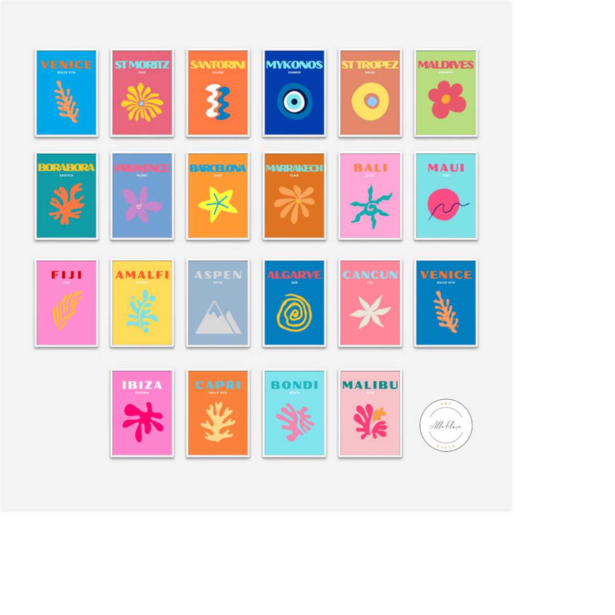 Set of 22 Preppy Travel Posters Ultimate Bundle | Inspire Uplift
