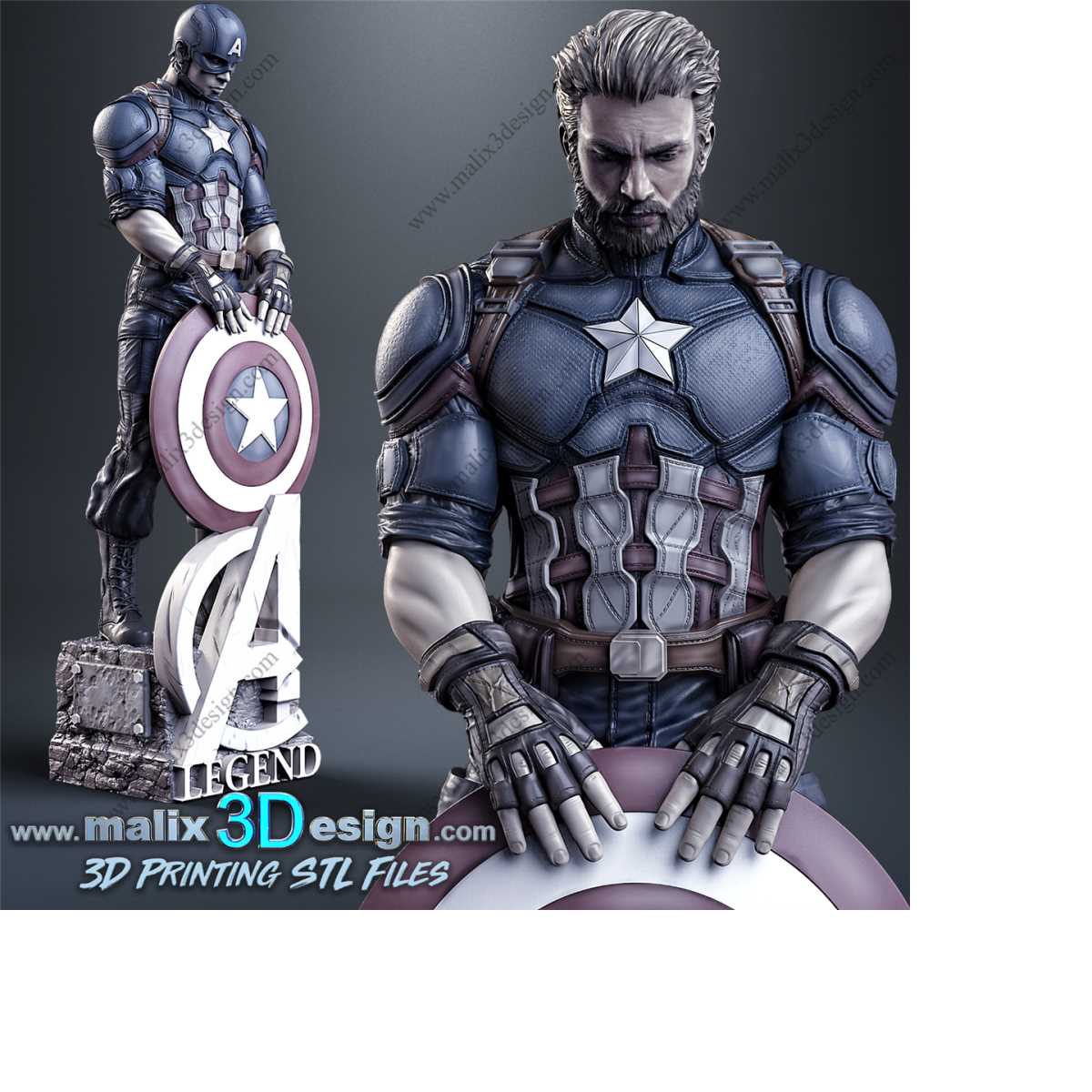 Captain America Fan Art Model | Unpainted/Painted model | Inspire Uplift