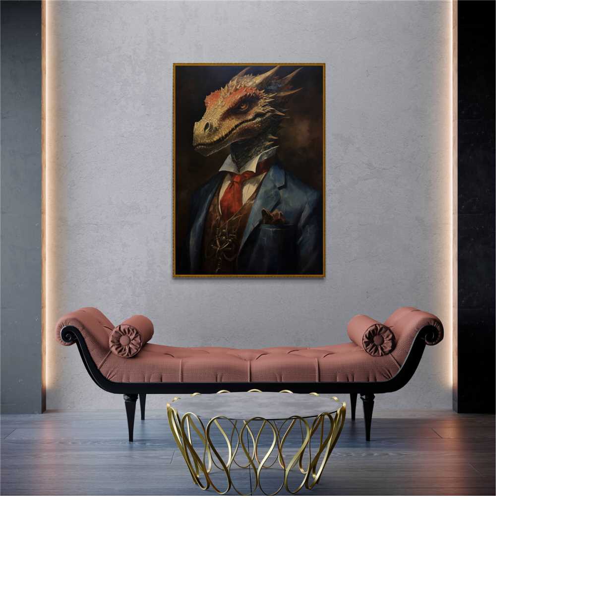 Victorian Dragon Portrait - Dark Academia - Vintage - Inspire Uplift