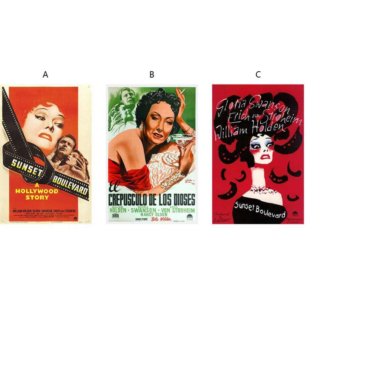Sunset Boulevard Movie Poster Classic Film, Wall Art, - Inspire Uplift