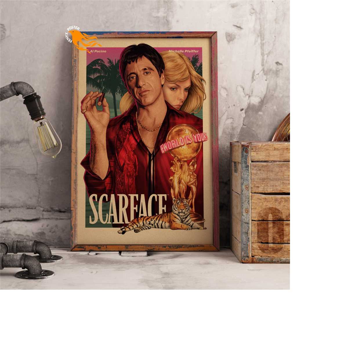 Scarface Retro Poster, Kraft Paper Print, Movie Wall | Inspire Uplift