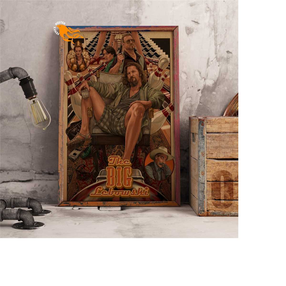 The Big Lebowski Retro Poster, Kraft Paper Print, | Inspire Uplift