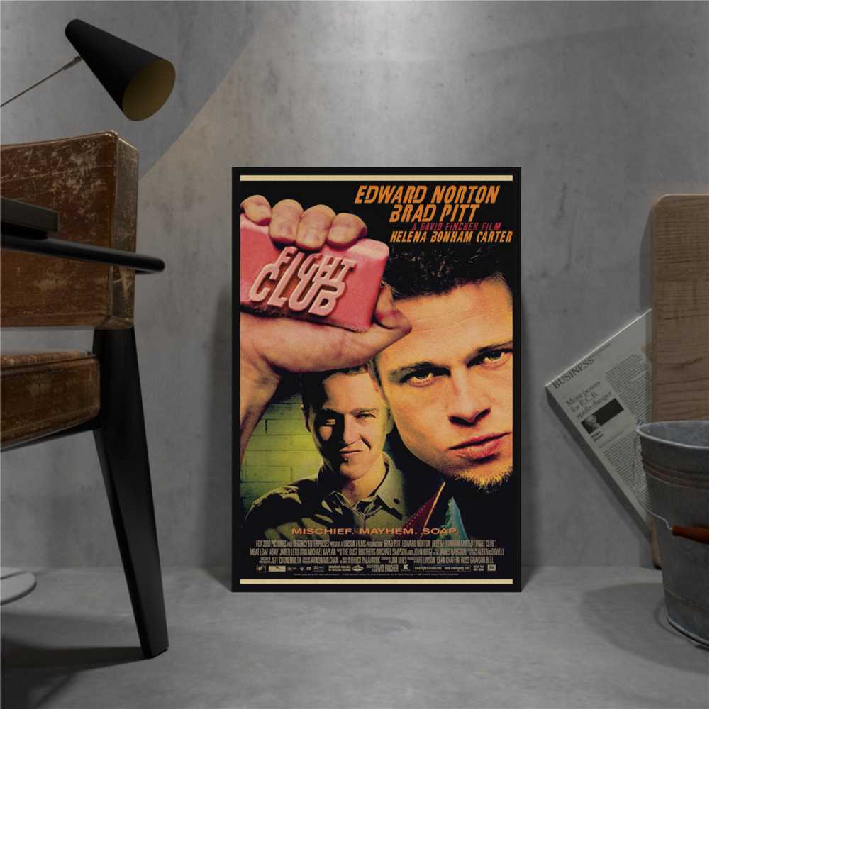 Fight Club Retro Poster, Kraft Paper Print, Movie | Inspire Uplift