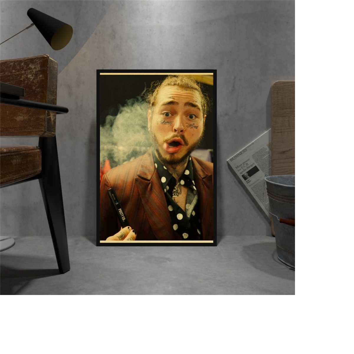 Post Malone Retro Poster, Kraft Paper Print, Movie | Inspire Uplift