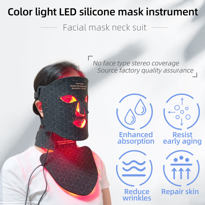 LED Silicone Mask Facial Neck Red Blue Light Household Skin | Inspire ...