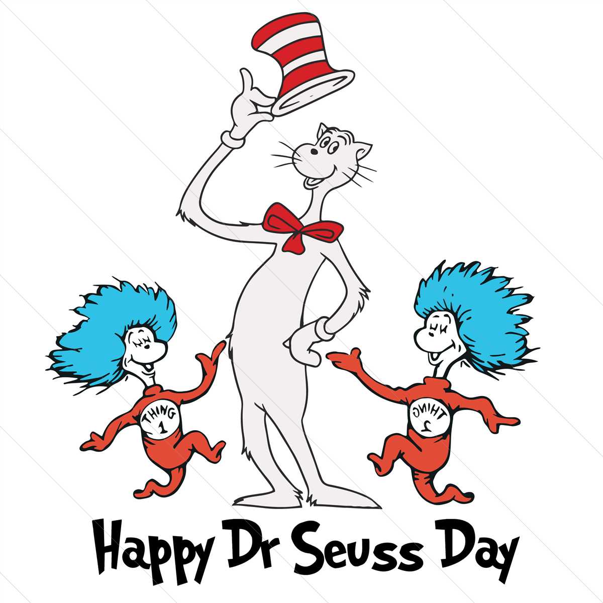 Cat In Hat And Thing Happy Dr Seuss Day SVG Files For Cricut | Inspire ...