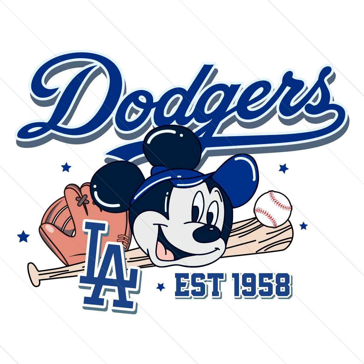 LA Dodgers Est 1958 Mickey Baseball SVG | Inspire Uplift