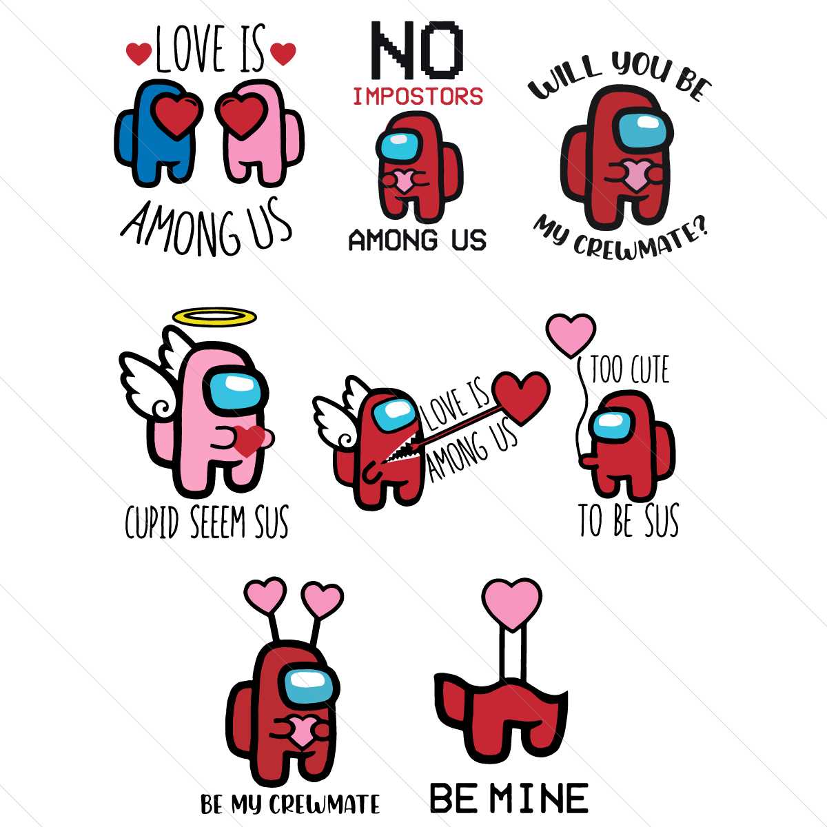 Valentine Among Us Heart Impostor SVG Files for Cricut | Inspire Uplift