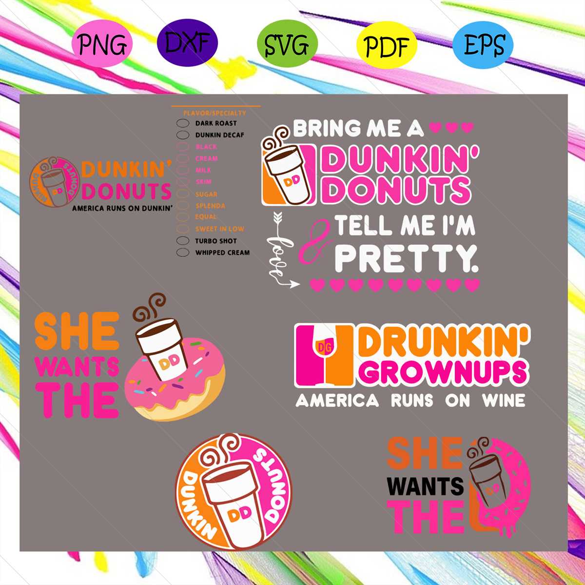 Dunkin donuts bundle coffee SVG Files For Cricut | Inspire Uplift