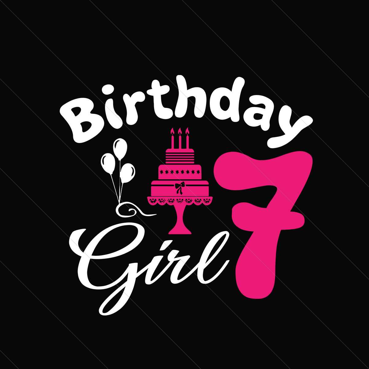 7th Birthday Girl Birthday Cake Svg, Birthday Svg, 7th Birth | Inspire ...