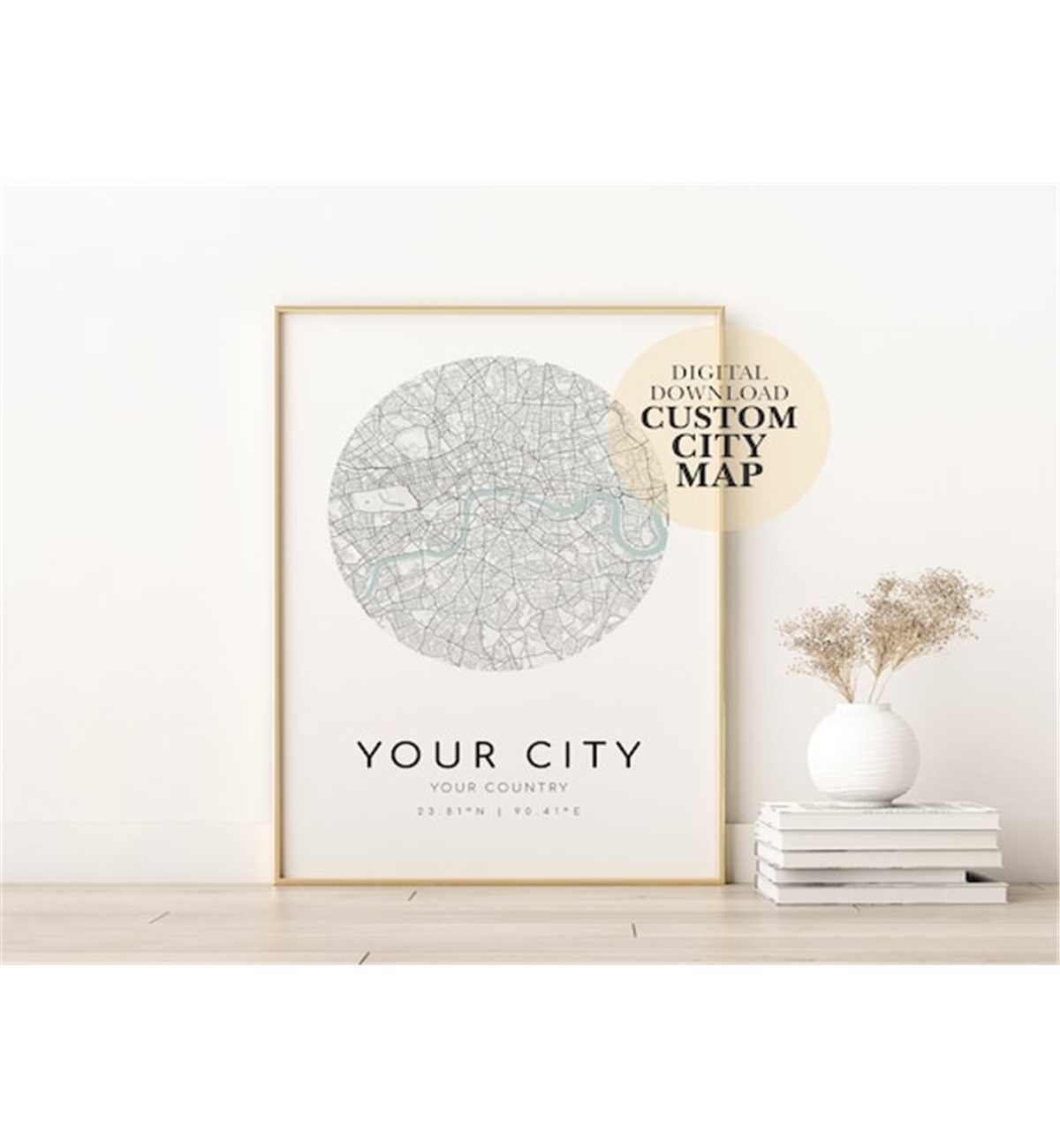 Digital Download Custom City Map, Custom City Map | Inspire Uplift