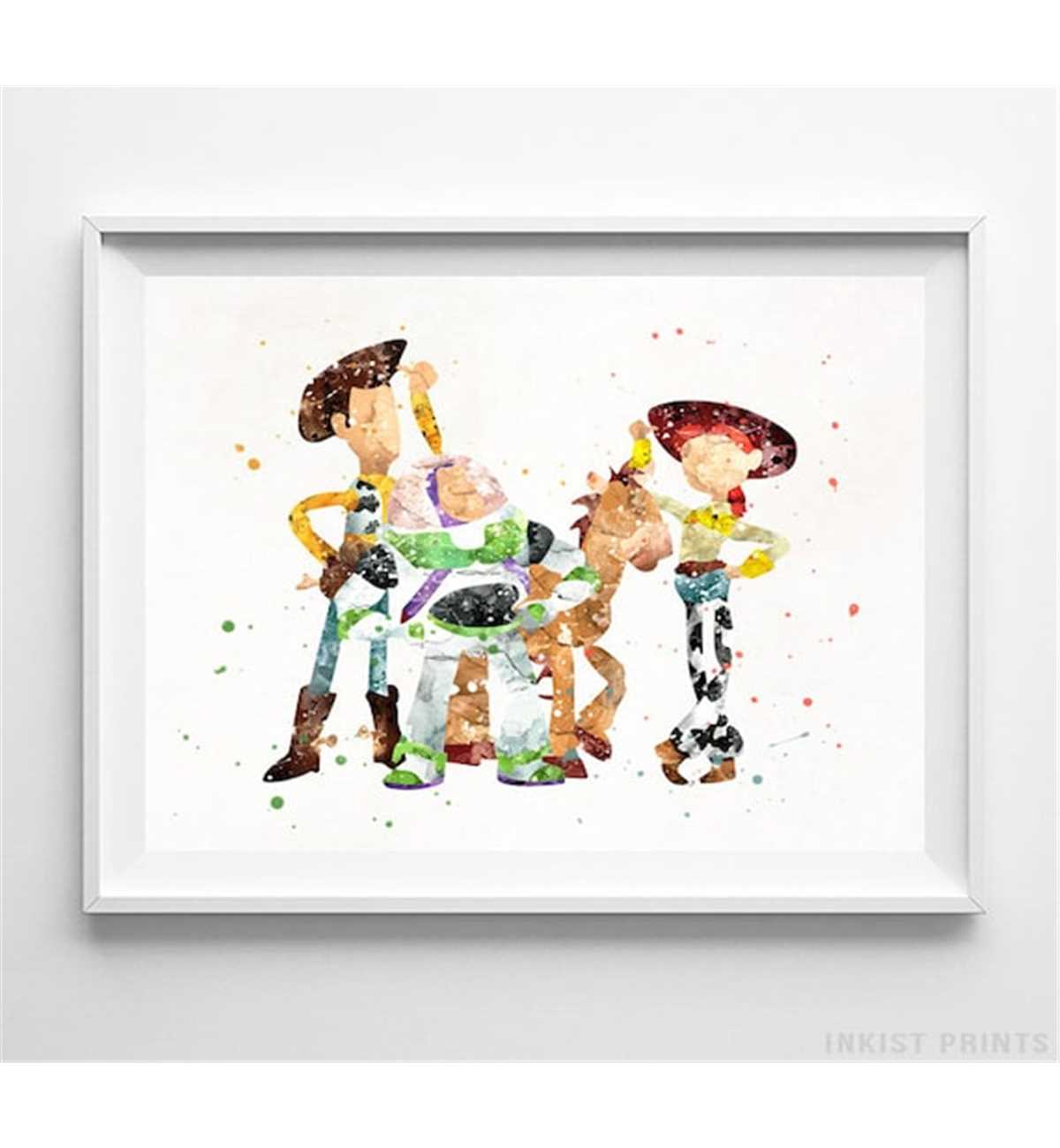 Toy Story Poster, Buzz Watercolor, Woody Poster, Jessie | Inspire Uplift