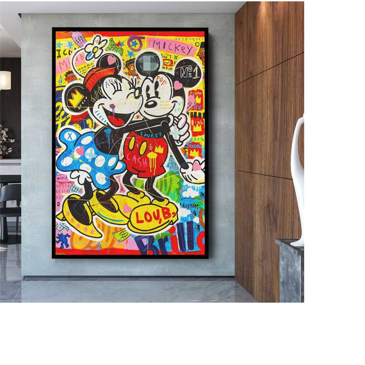 Mickey and minnie Mouse Graffiti Pop Art Canvas Print - Mick | Inspire ...