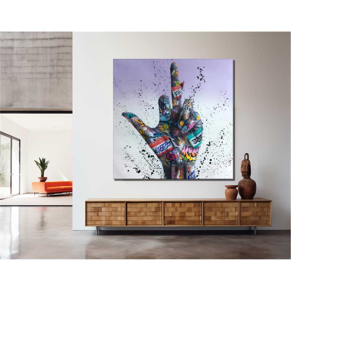 Middle Finger Pop Art Graffiti Canvas Print, Banksy Art, Mid | Inspire ...
