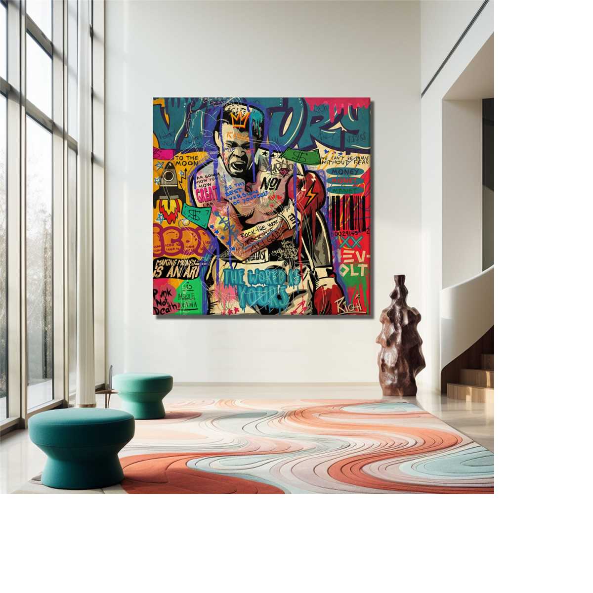 Banksy Muhammed Ali Square Pop Art Canvas Print, Banksy Art, | Inspire ...