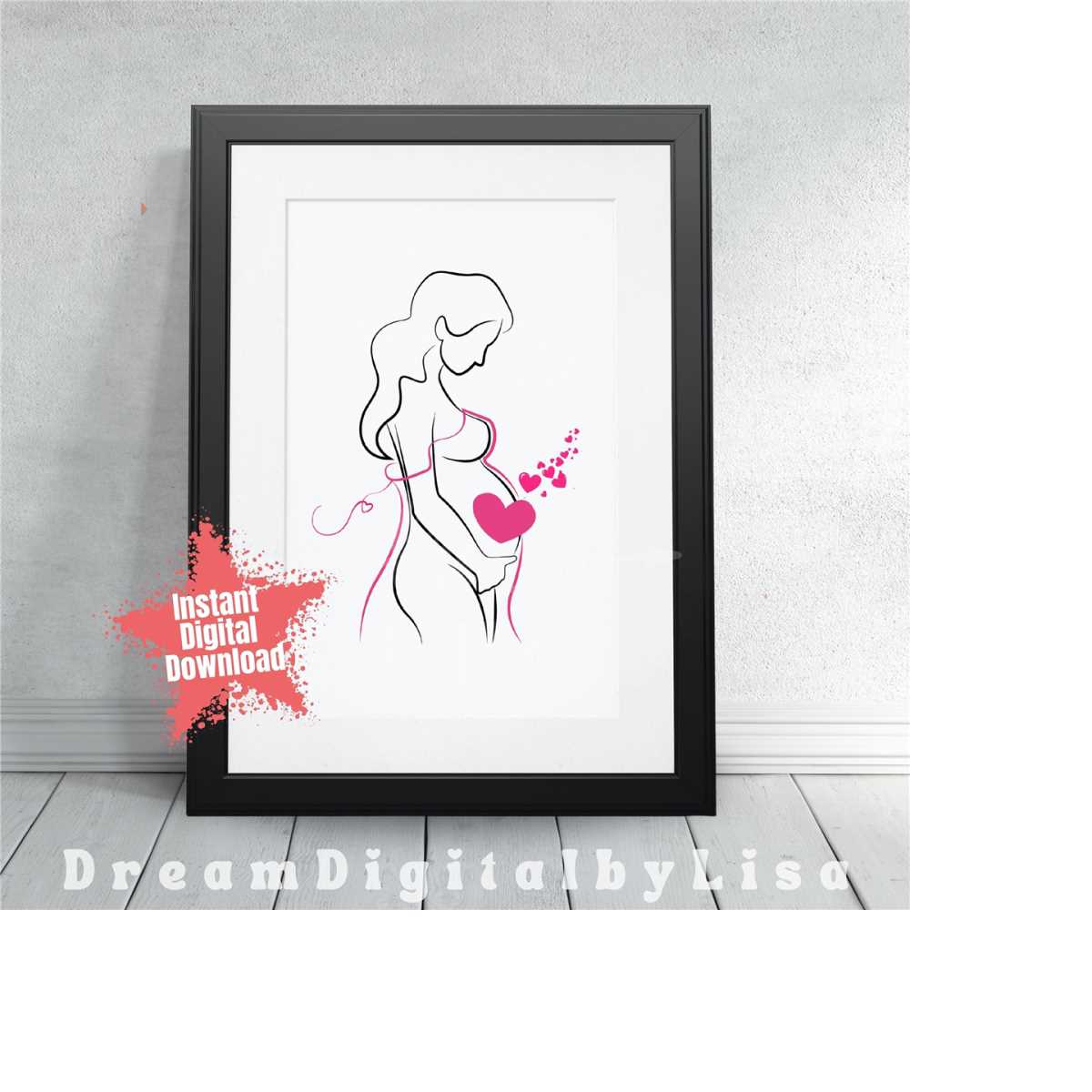 Pregnant Mother Line Art, DIGITAL DOWNLOAD, Expecting Baby, | Inspire ...