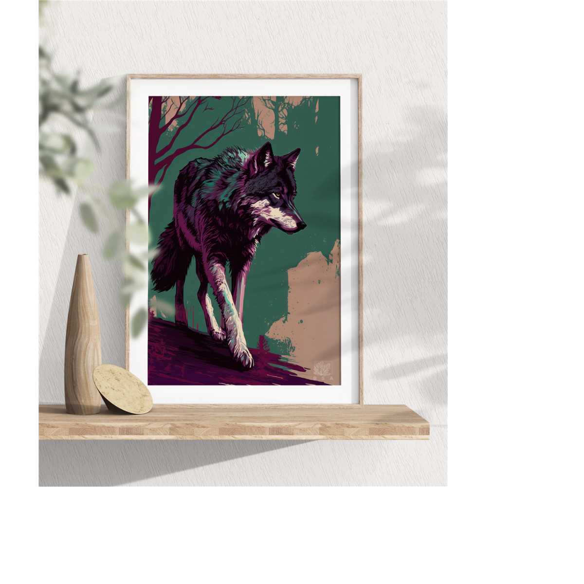 Lone wolf art print, Vintage Antique wolf painting, Wildlife | Inspire ...