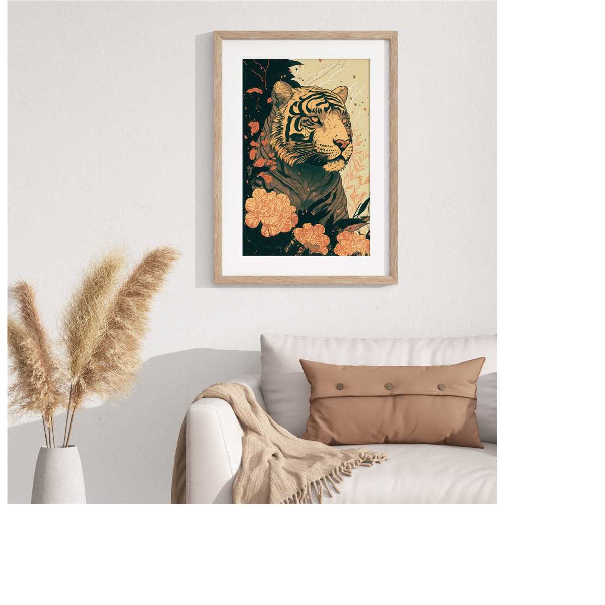 Japanese Tiger Print, Vintage Oriental Poster, Traditional T | Inspire ...