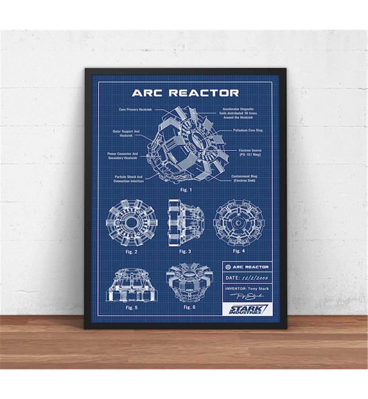 Arc Reactor Blueprint Art, Iron Man Movie Poster | Inspire Uplift