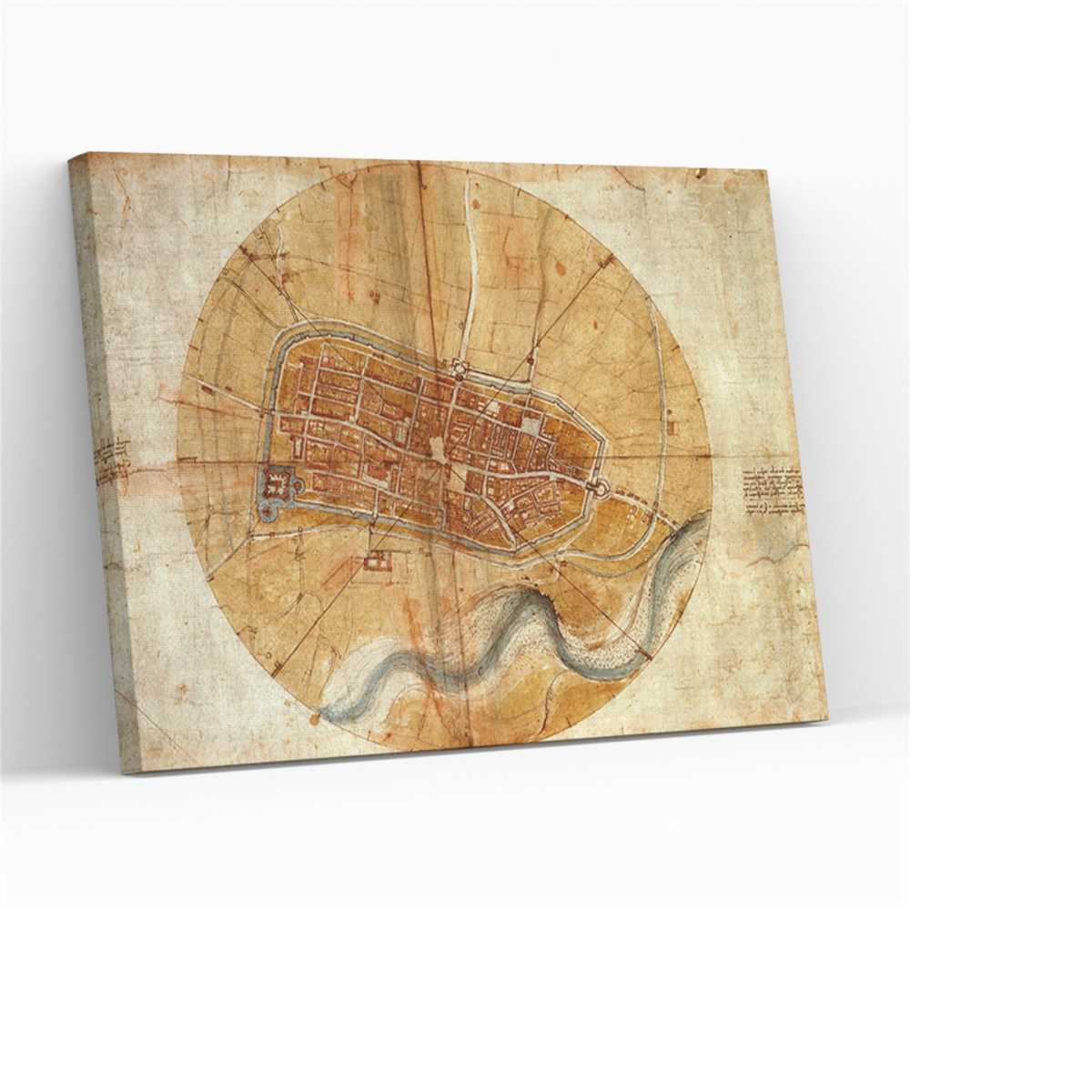Leonardo da Vinci Map of Imola 1502 Famous Artwork Canvas Wr | Inspire ...