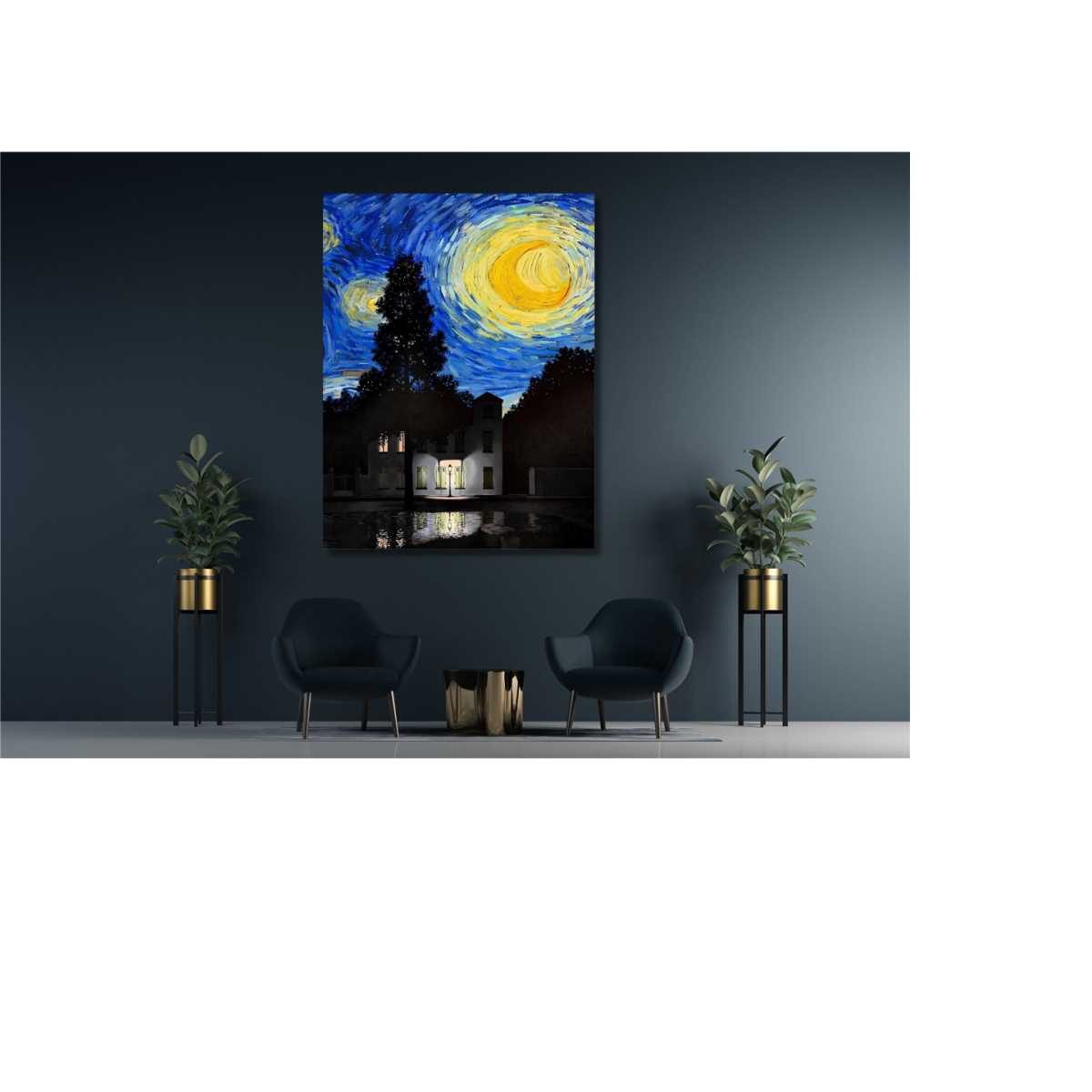 Ren Magritte Night Sky House , Rene Magritte Canvas Wall Art | Inspire ...
