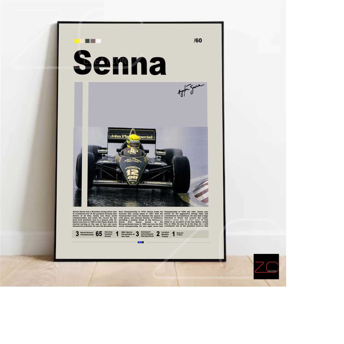 Ayrton Senna Formula One Poster Digital Download, Motorsport | Inspire ...