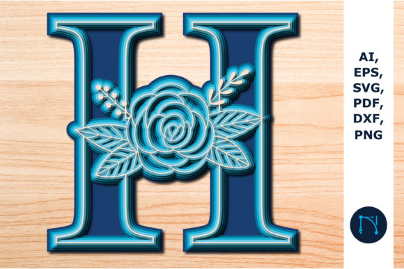 Layered Rose Alphabet H SVG | Inspire Uplift