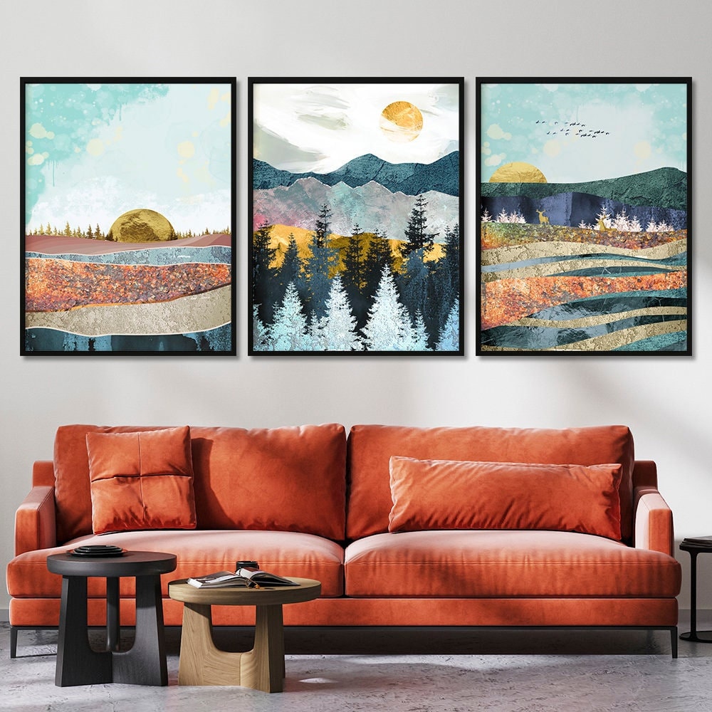 Landscape wall art set prints Forest and mountain poster Liv | Inspire ...