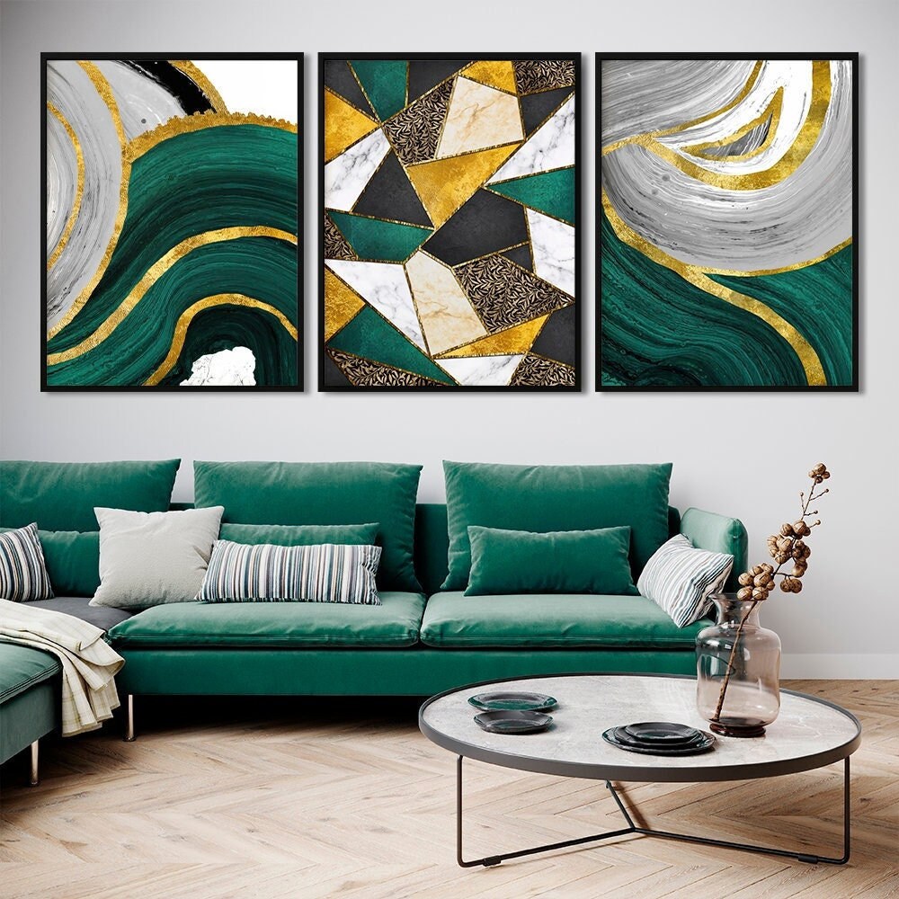 Geometric 3 piece wall art Minimalist one line poster Scandi | Inspire ...