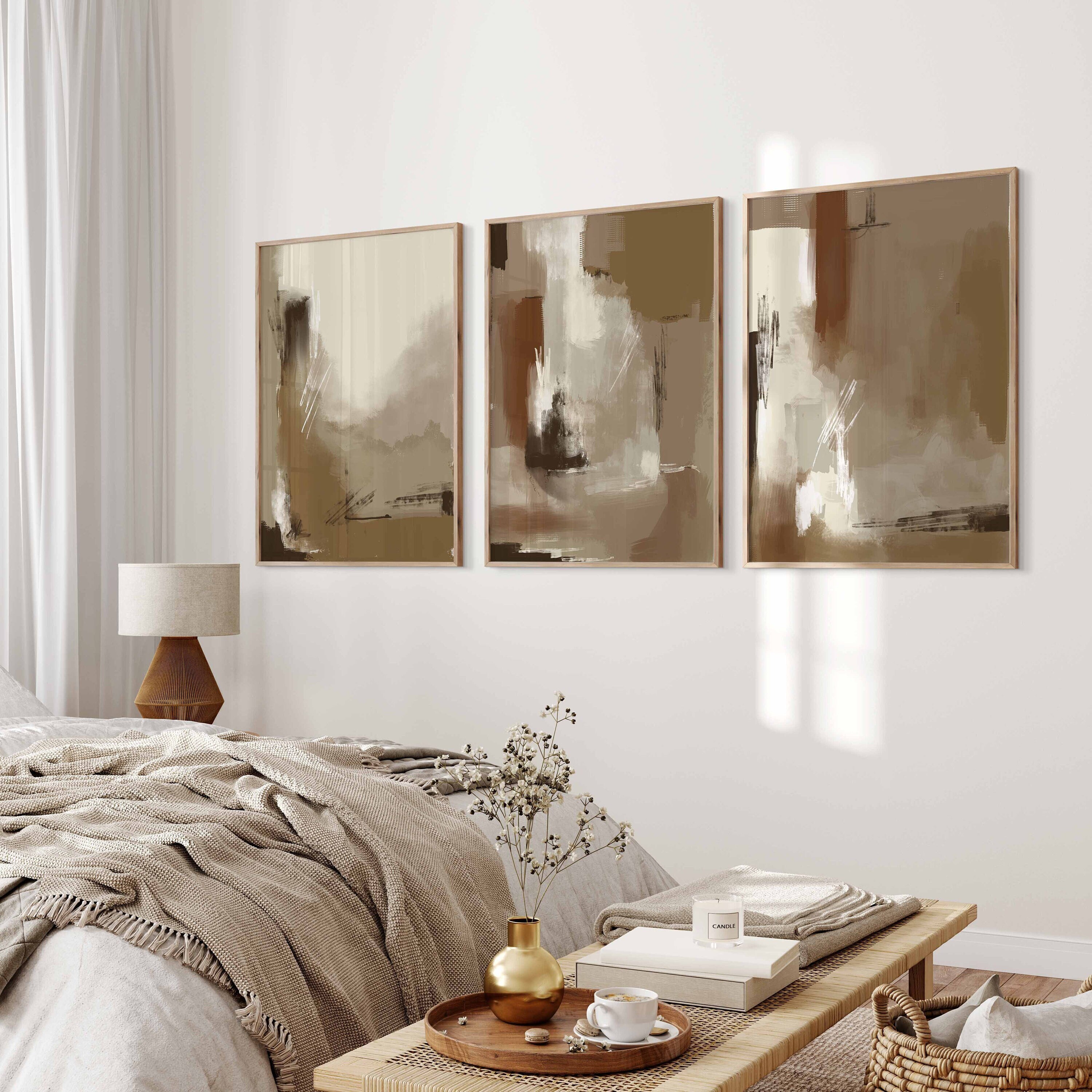 Modern Abstract Set of 3 Prints, Neutral Art Print Set, 3 Pi | Inspire ...