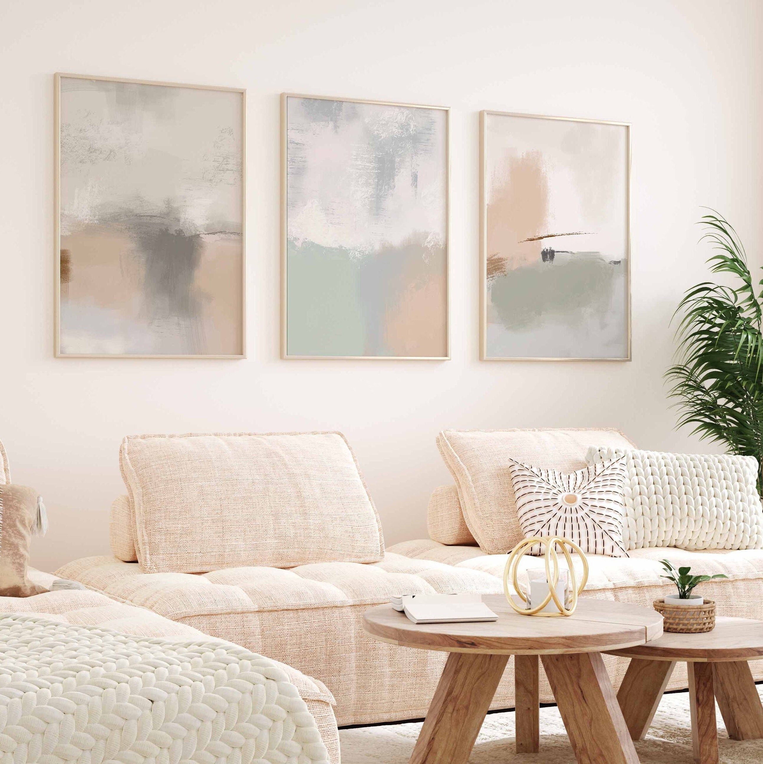 Modern Minimal Neutral Gallery Wall Art Set of 3 Pastel Pink | Inspire ...
