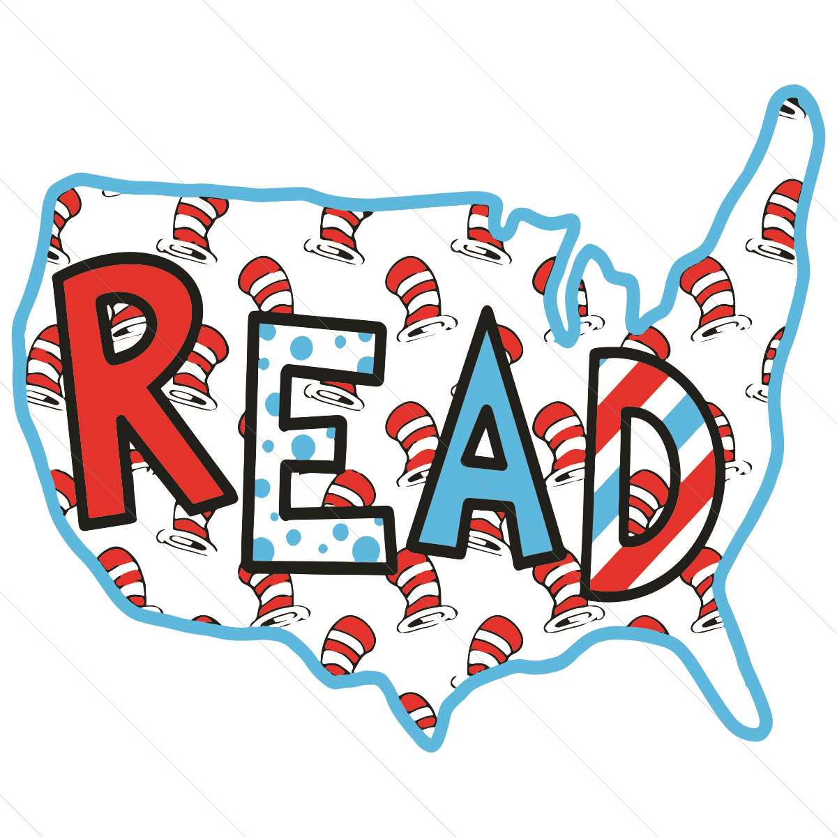 Read Across America Dr Seuss Svg, Dr Seuss Svg, America Map | Inspire ...