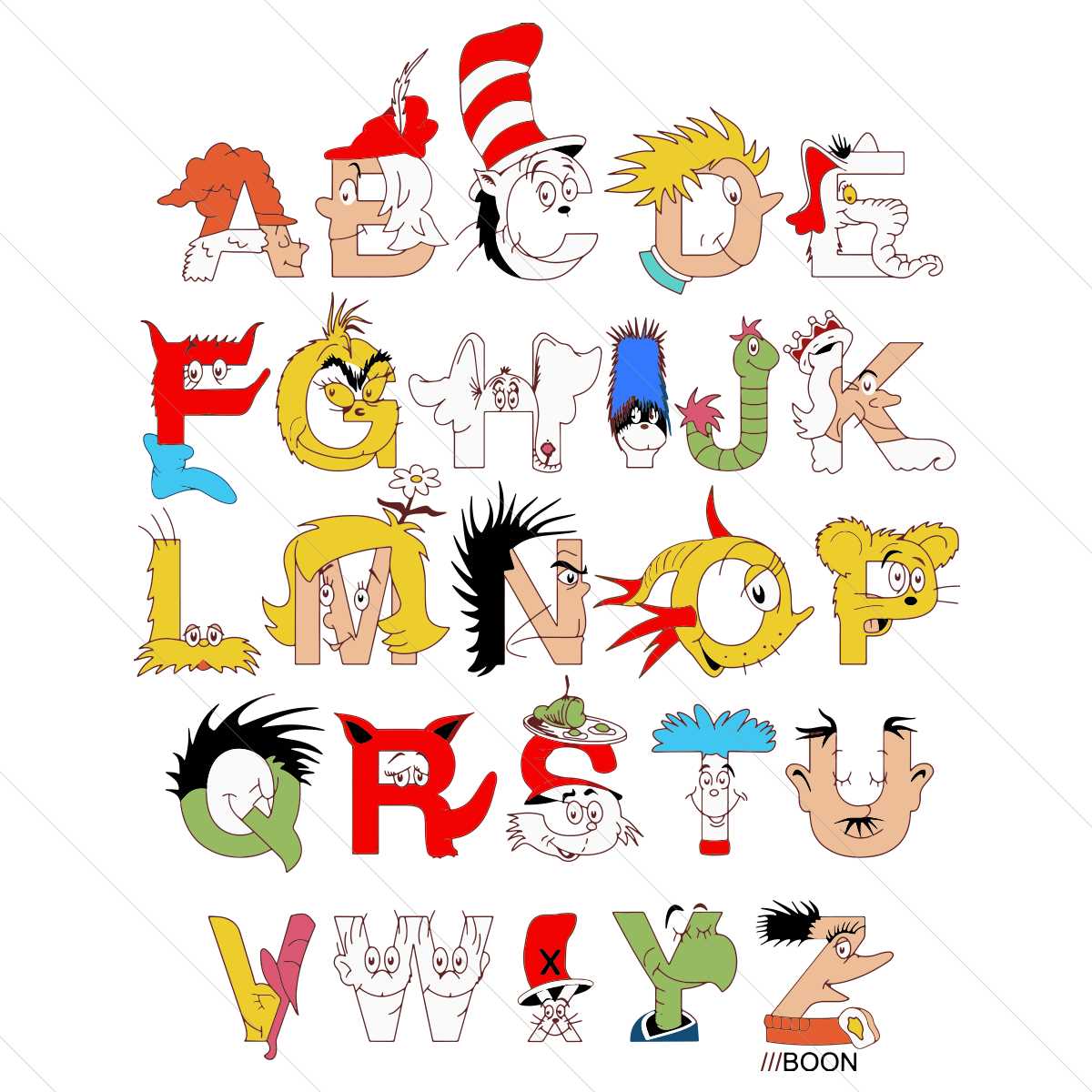 Dr Seuss Alphabet Bundle Svg, Dr Seuss Svg, Alphabet Svg, Al - Inspire ...