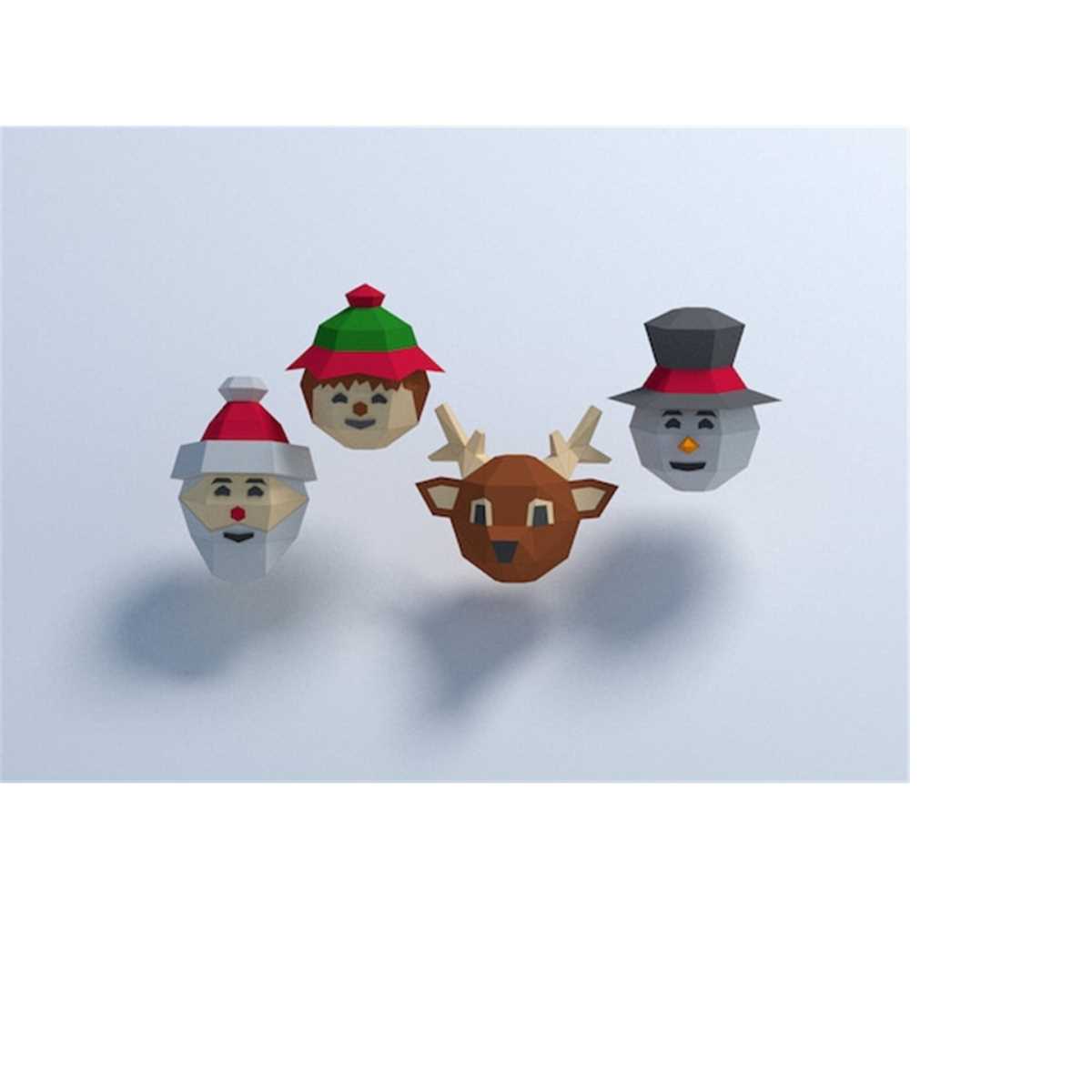 Papercraft Christmas tree toys, low poly Christmas template | Inspire ...