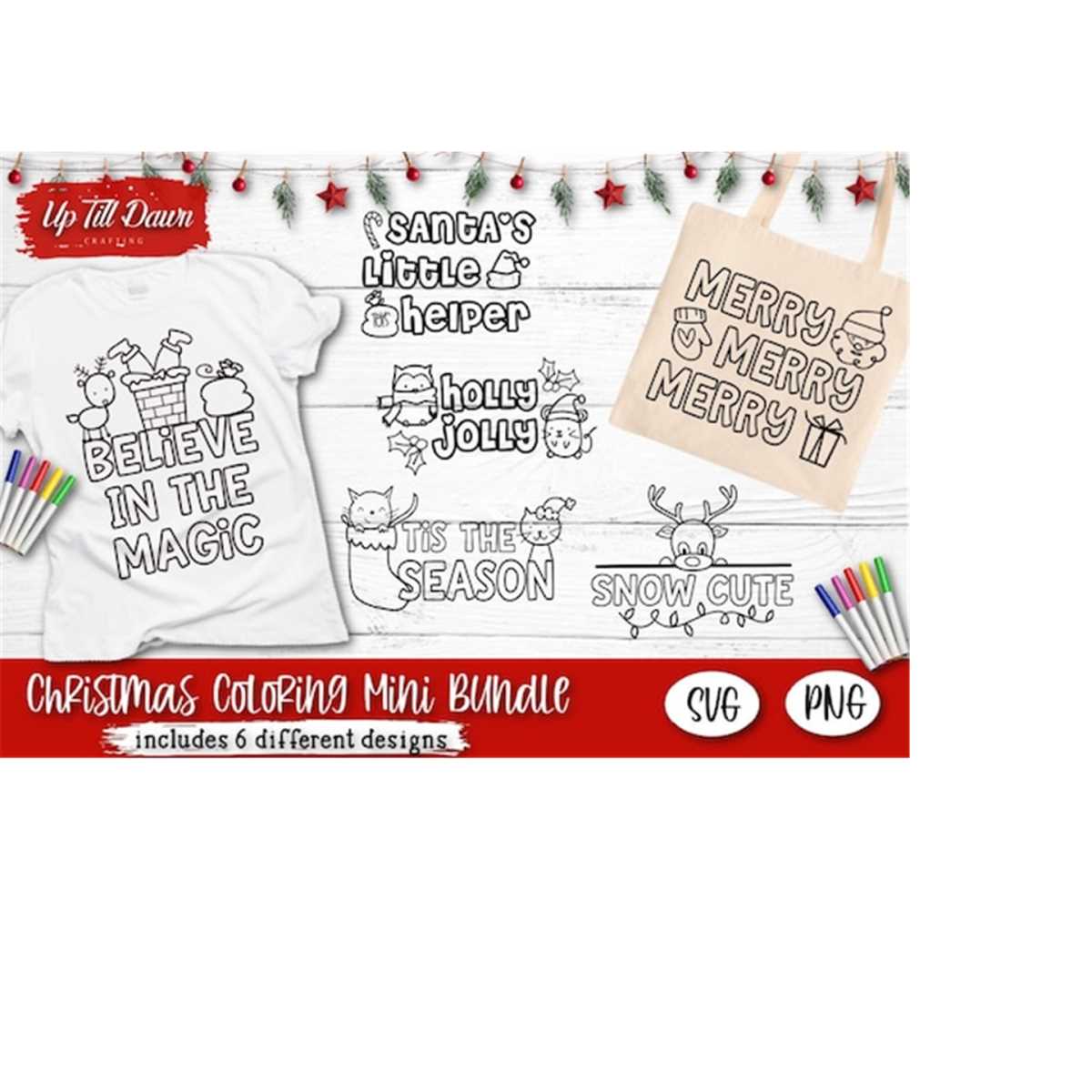 Christmas Coloring SVG Bundle, Elf Coloring SVG, Santa Color - Inspire ...