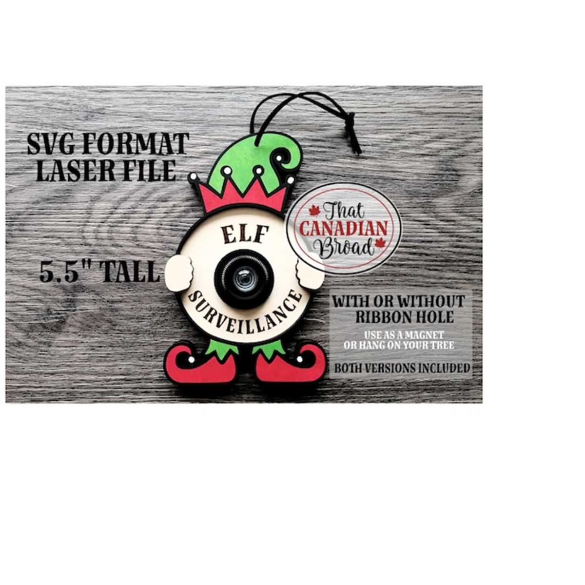 Elf Surveillance Ornament, laser svg file only - Inspire Uplift